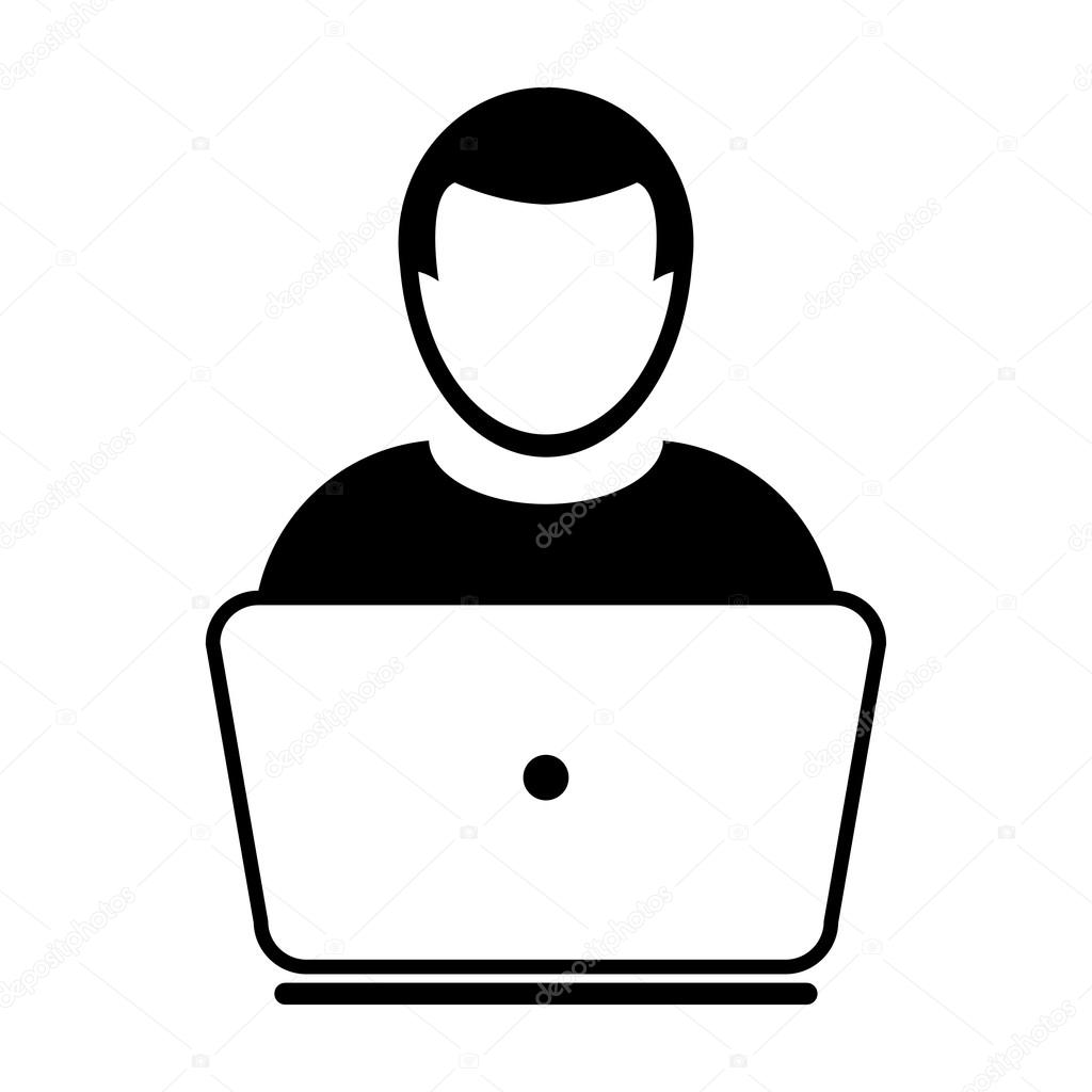 User Icon - Laptop, Computer, Device, Worker Glyph Vector illustration ...