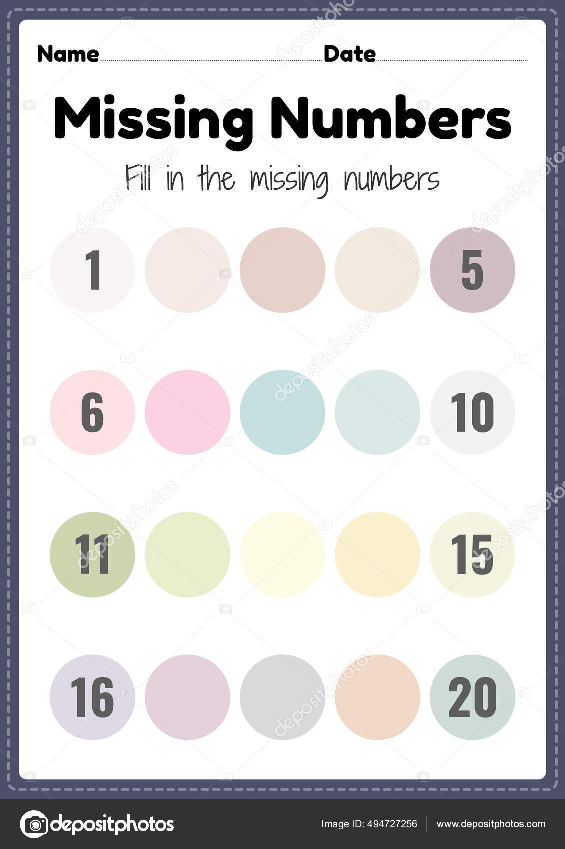 Hoja De Trabajo De Números Faltantes Para Jardín De Infantes