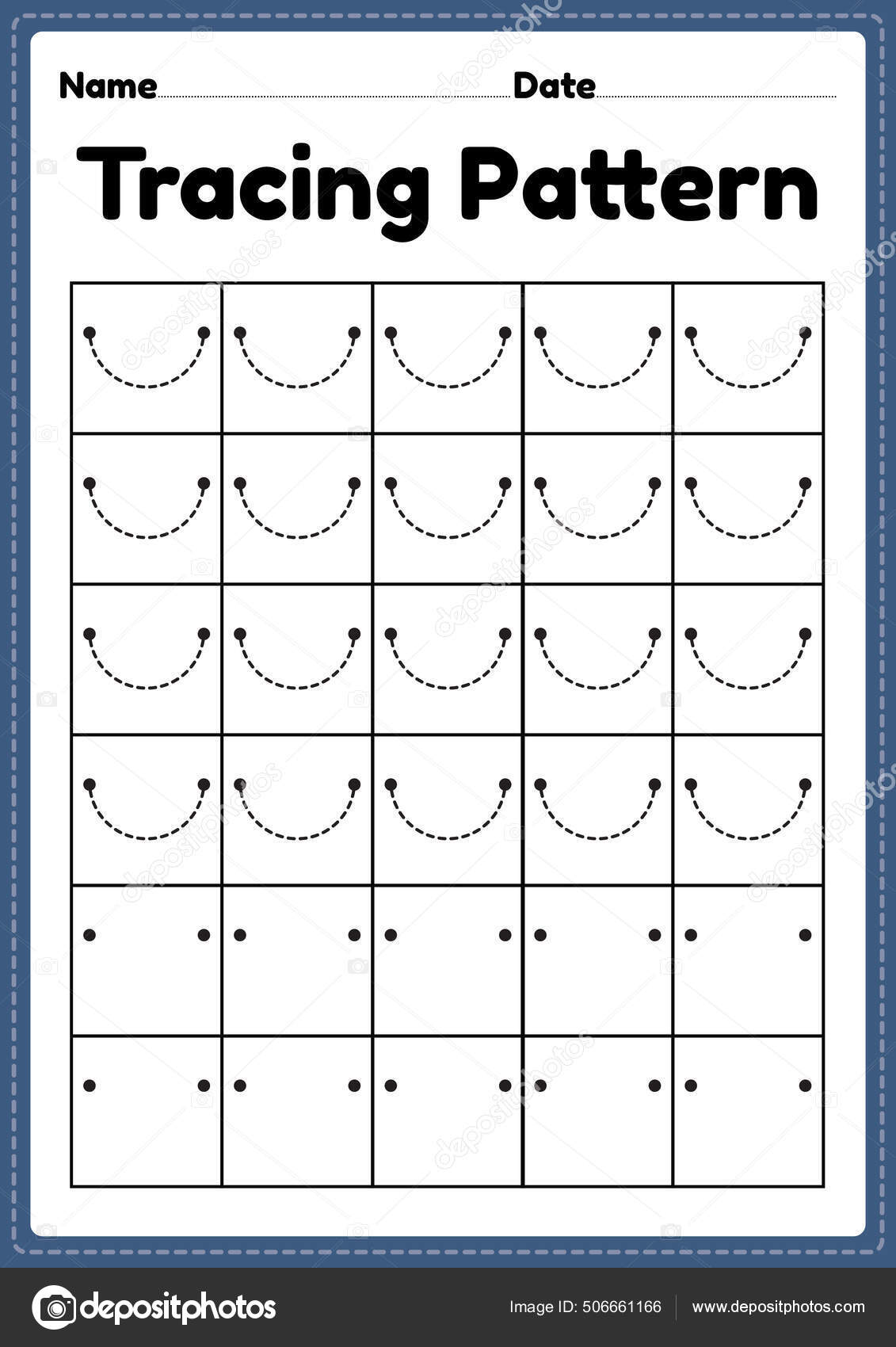 Tracing Pattern Curve Lines Worksheet Kindergarten Preschool Montessori ...