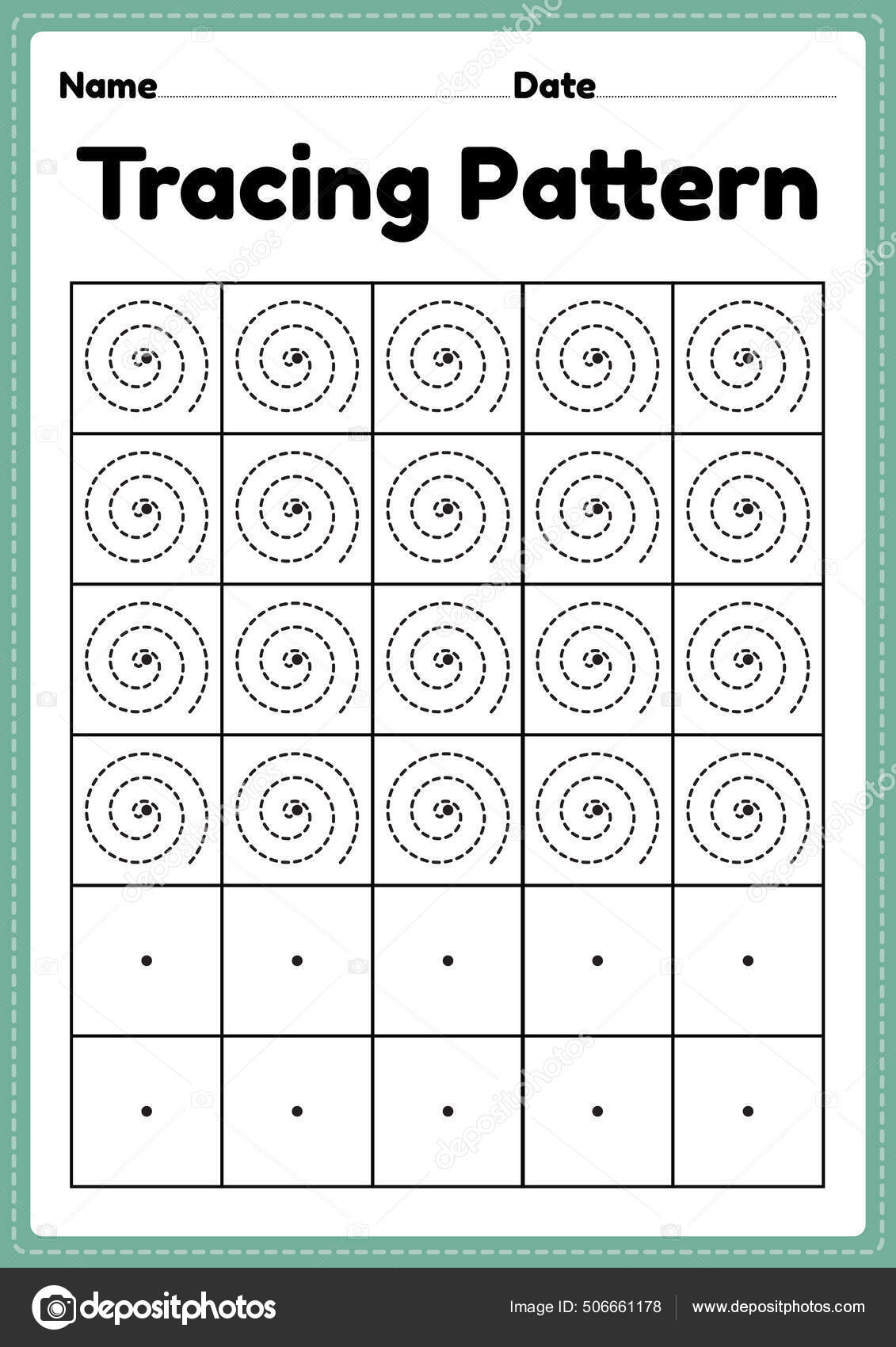 Tracing Pattern Spiral Lines Worksheet Kindergarten Preschool ...