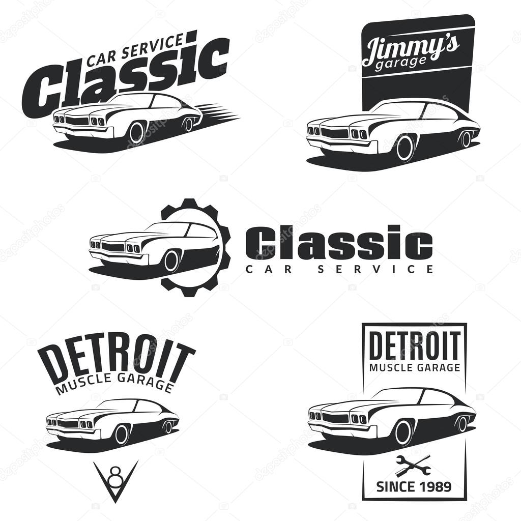 Set of classic muscle car emblems, badges and icons. Stock Vector Image ...