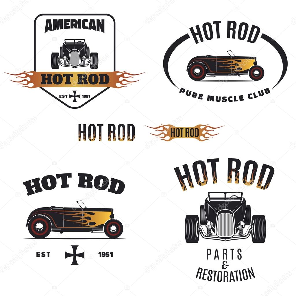 Retro hot rod logo isolated on white background Stock Vector Image by ...