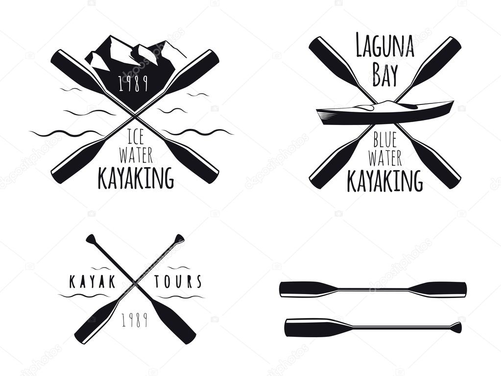 Set of kayak emblems, badges and icons Stock Vector by ©DMaryashin ...