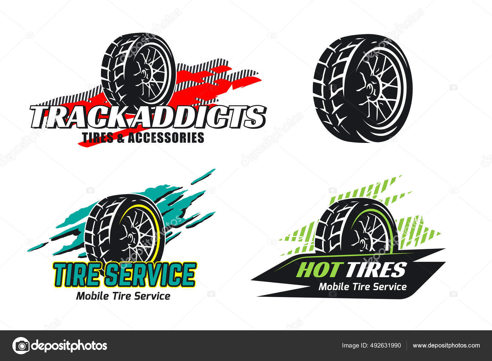 Set Tire Shop Logo Design Mobile Tire Repair Badges Logo Stock Vector ...