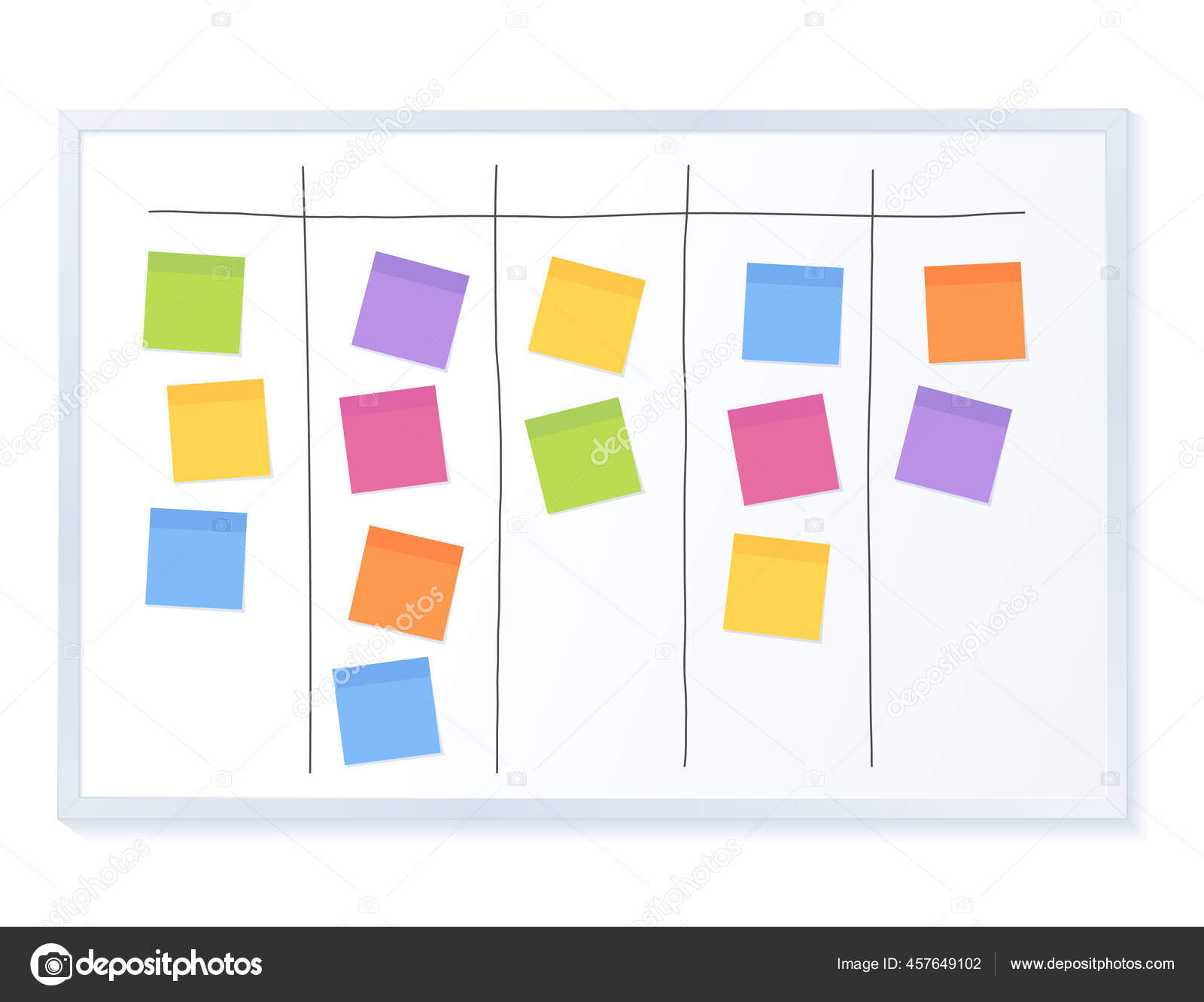 Kanban board with blank sticky note papers for writing task. Agile ...