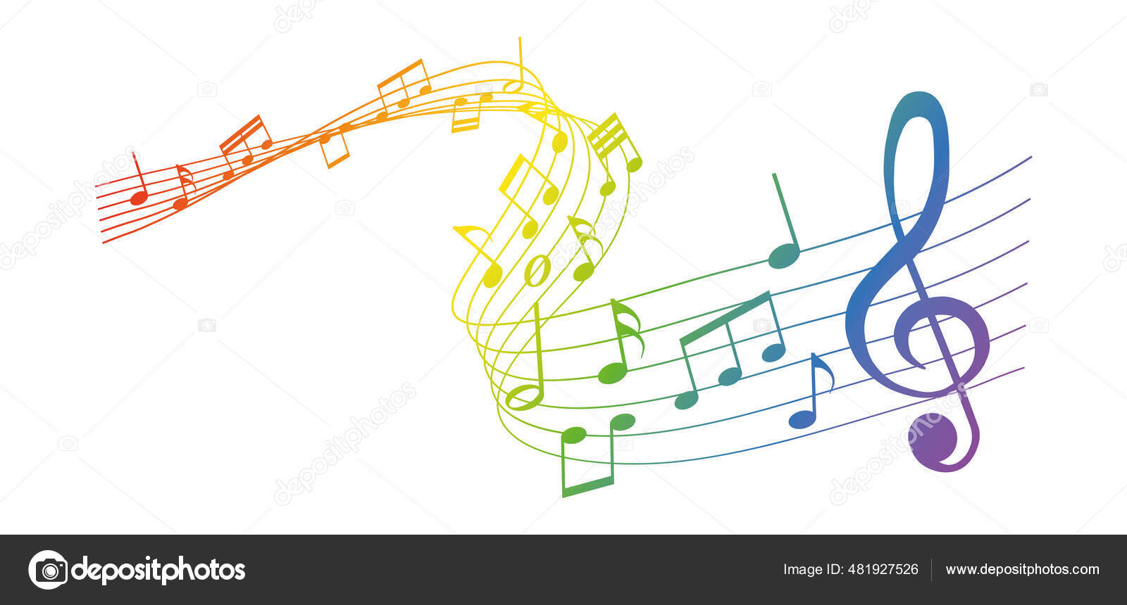 Partitura Vector Arco Iris Notas Musicales Melodía Sobre Fondo Blanco ...