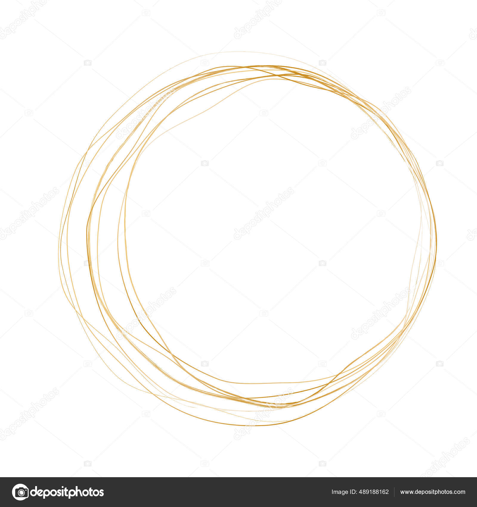 Gold Brush Painted Ink Stamp Circle Banner White Background Stock ...