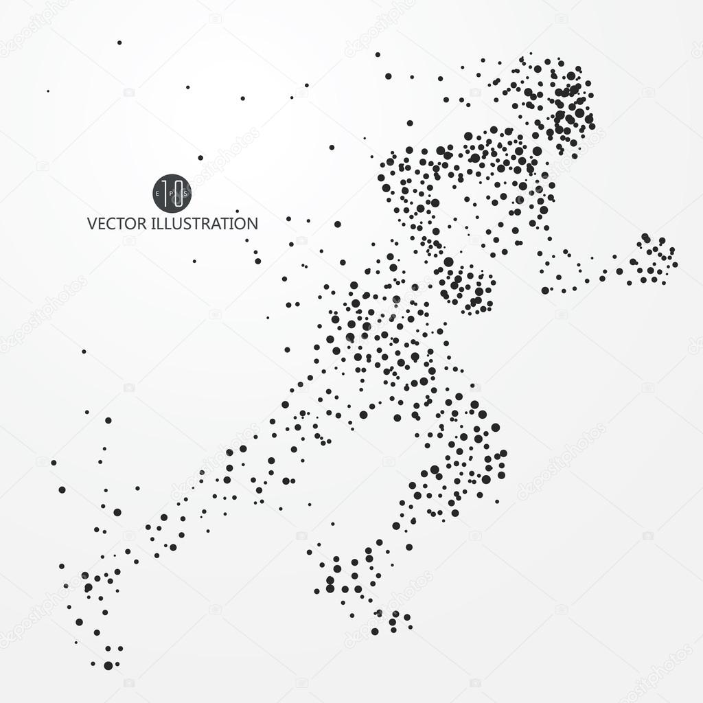 Running Man, points, lines and connected to form, vector illustration ...