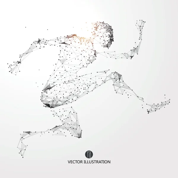 Running Man, points, lines and connected to form, vector illustration ...