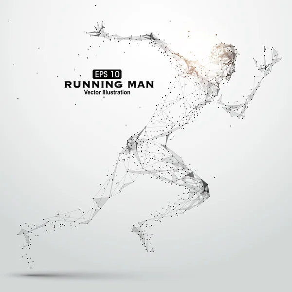 Running Man, points, lines and connected to form, vector illustration ...