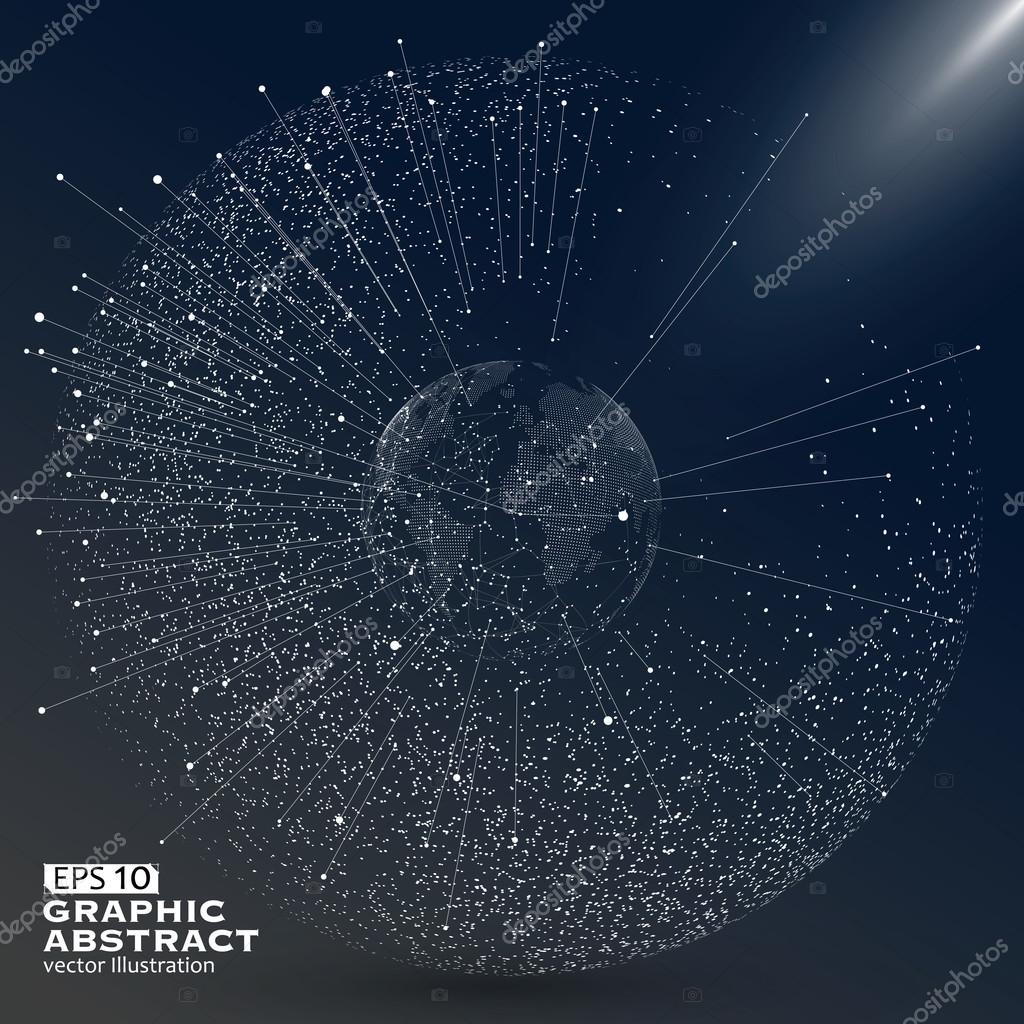 World map point, line, composition, representing the global, Global ...