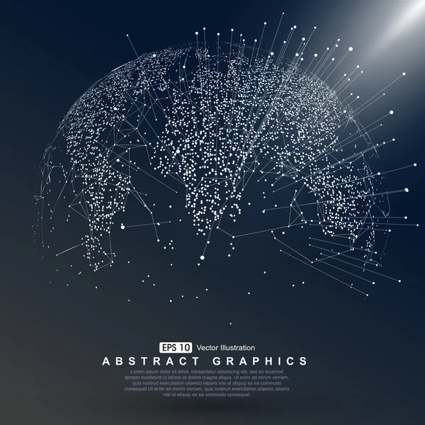 World map point, line, composition, representing the global, Global network connection ...