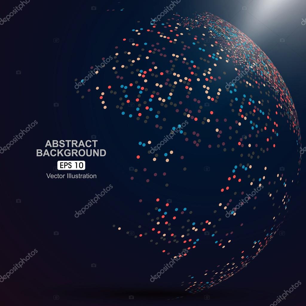 Dots colorful three-dimensional map of the world, abstract graphics ...