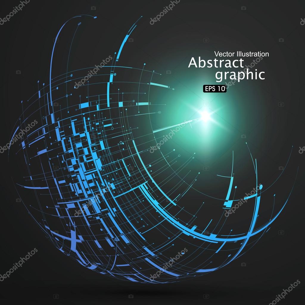 Point, line, surface formed wireframe sphere, science and technology ...