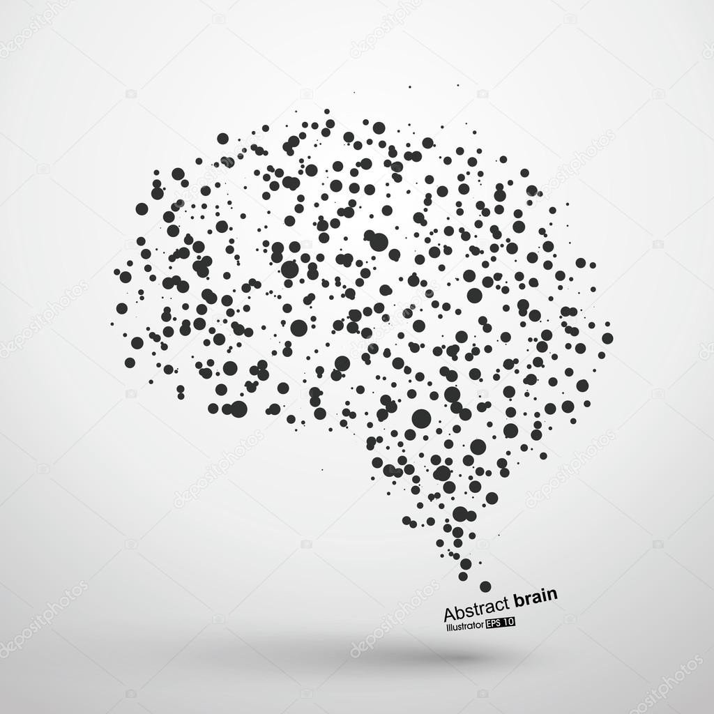 Abstract brain graphic, particles constituting, vector illustration ...