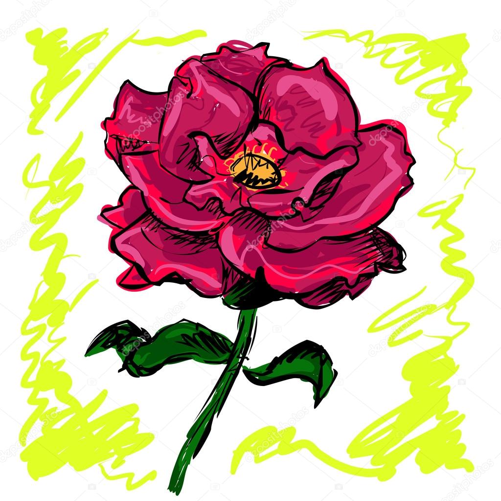 Red Rose illustration (vector) — Stock Vector © mailtonadia #115629250