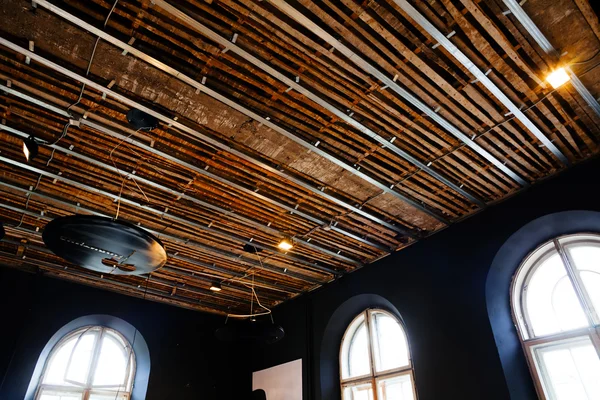 wooden ceiling in the interior, note shallow depth of field - Stock ...