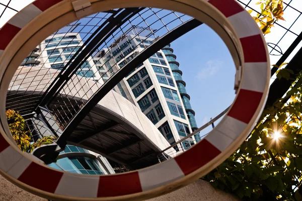 Closeup Convex Mirror Reflecting Building — Stock Photo ...