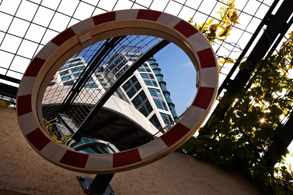 Closeup Convex Mirror Reflecting Building — Stock Photo ...