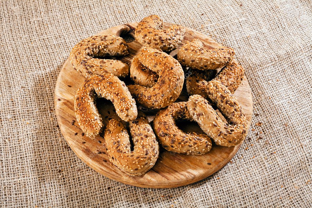 Pastry Sesame Seeds Horseshoe Shape Note Shallow Depth Field — Stock ...