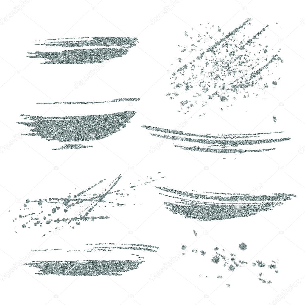 Vector silver paint smears set. Stock Vector by ©Linett 113309618
