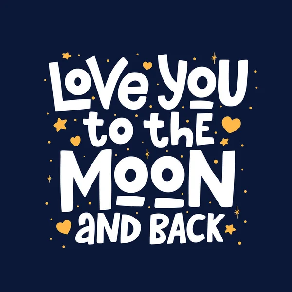 Love You Moon Back Lettering Isolated White Background Handwritten Poster Stock Vector by ...