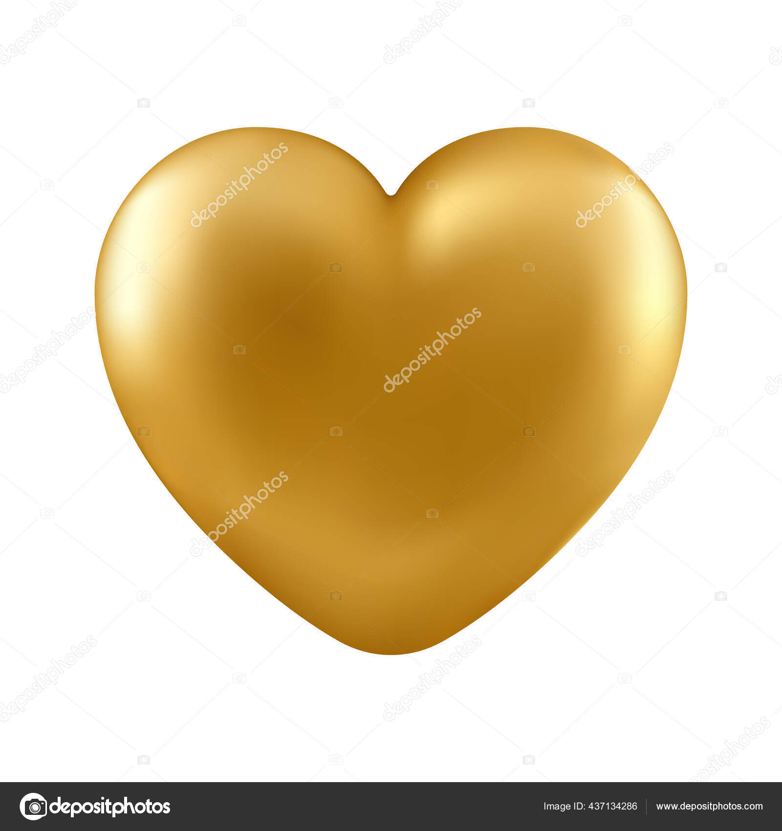Realistic Golden Heart Isolated Transparent Background Gold Decorative ...