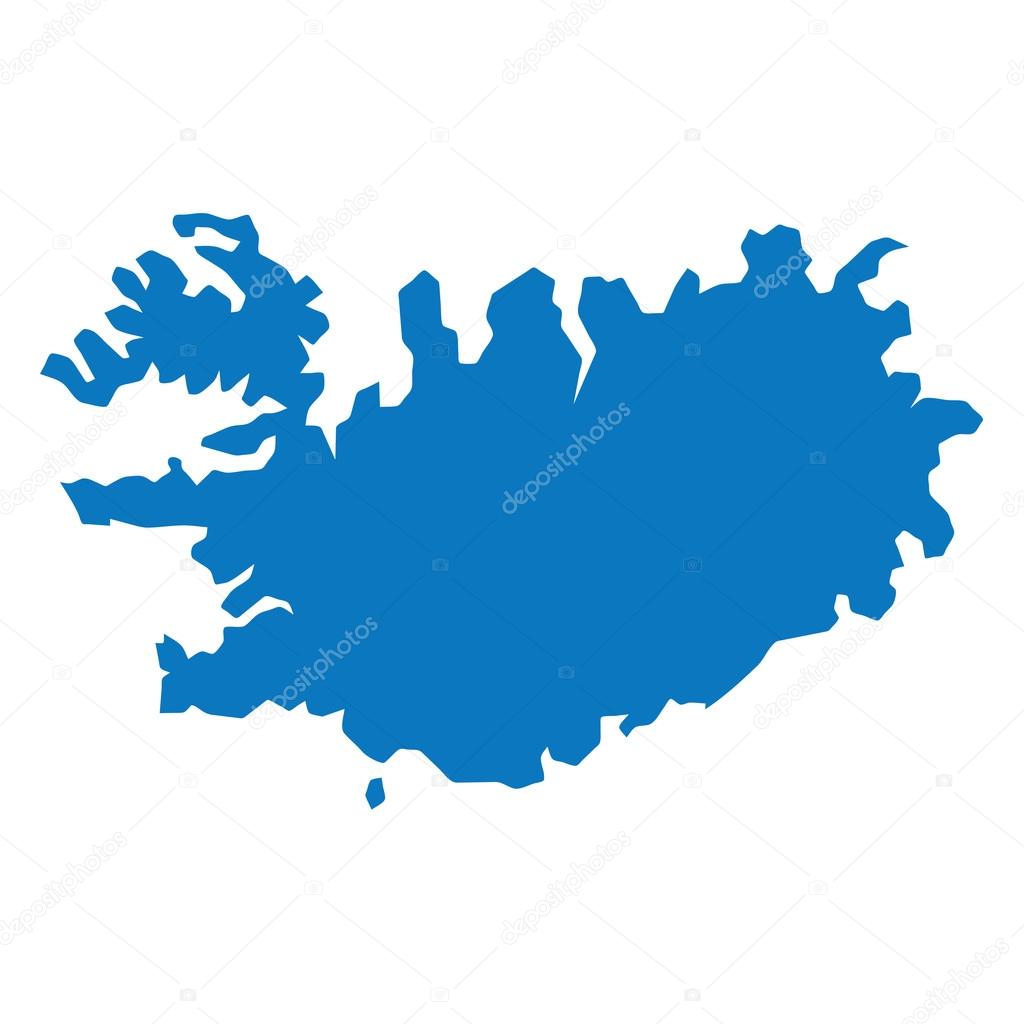Blue similar Iceland map. Iceland map blank. Iceland map vector ...