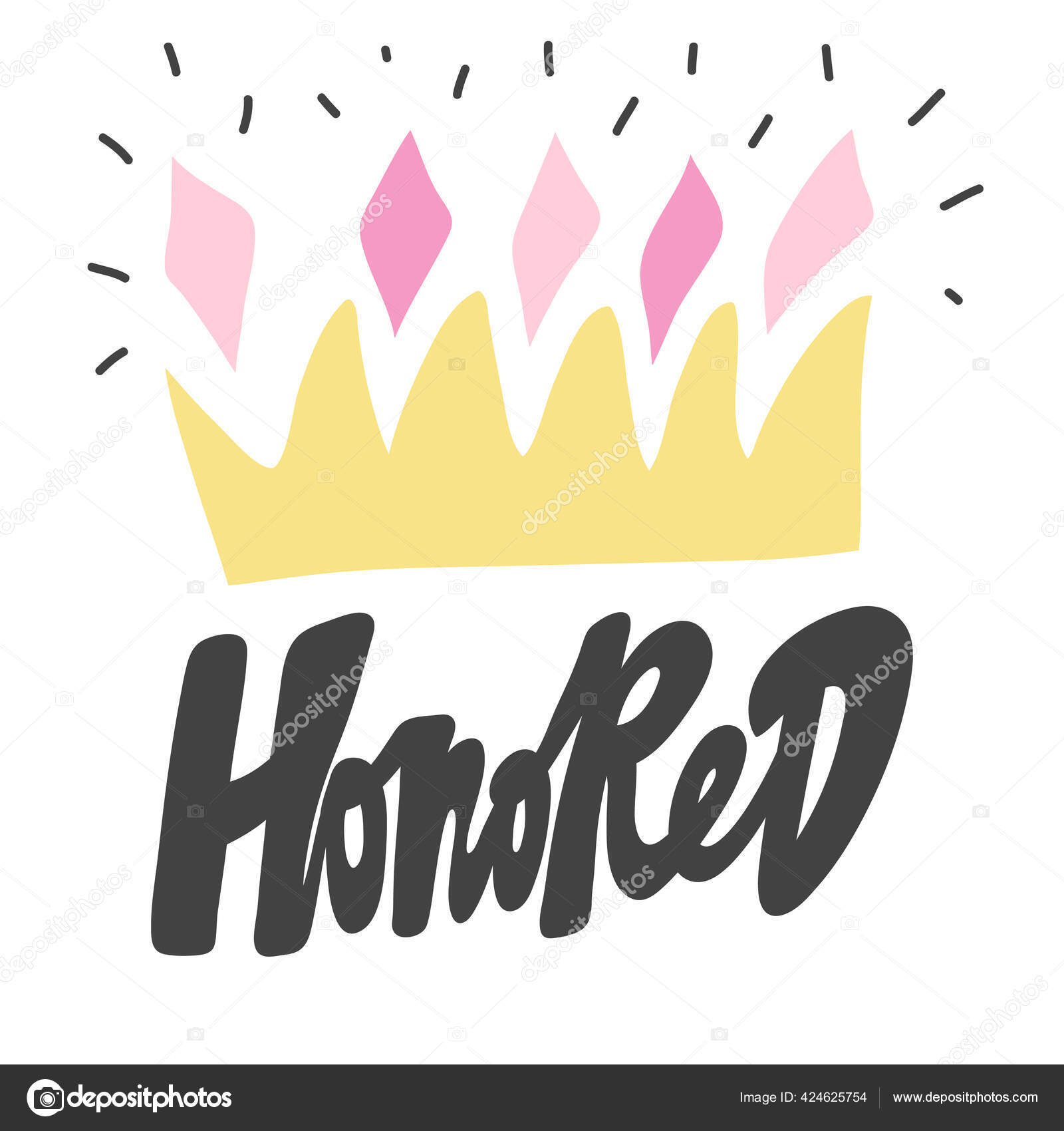 Honored. Hand drawn lettering logo for social media content Stock ...