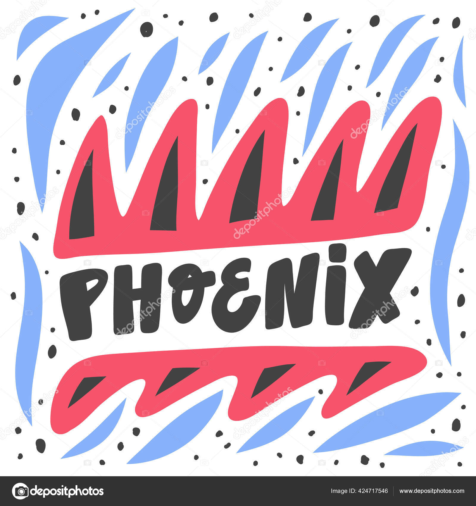 Phoenix. Hand drawn lettering logo for social media content Stock ...