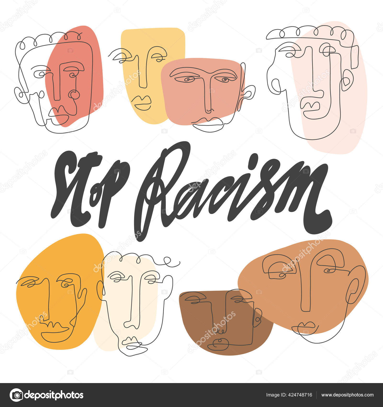 Stop Racism. Hand drawn lettering logo for social media content. Anti ...