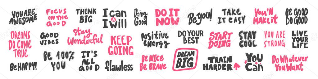 Vector dibujado a mano colección conjunto de caligrafía letras citas y ...