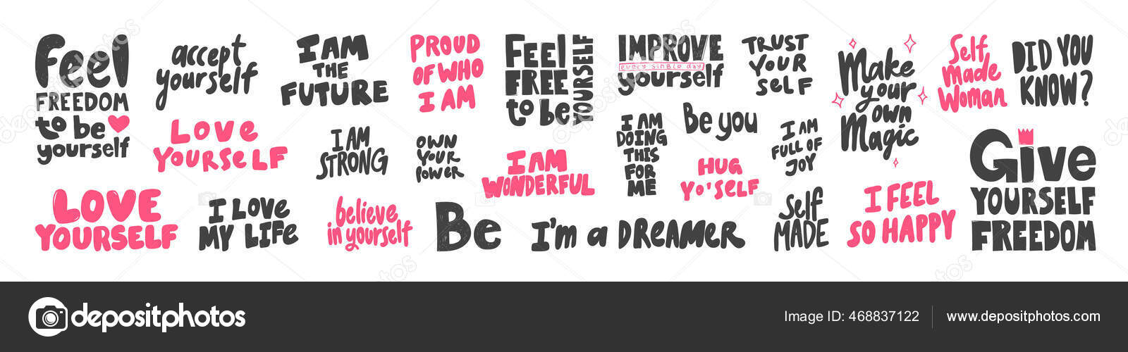 Vector hand drawn collection set of calligraphy lettering quotes and ...