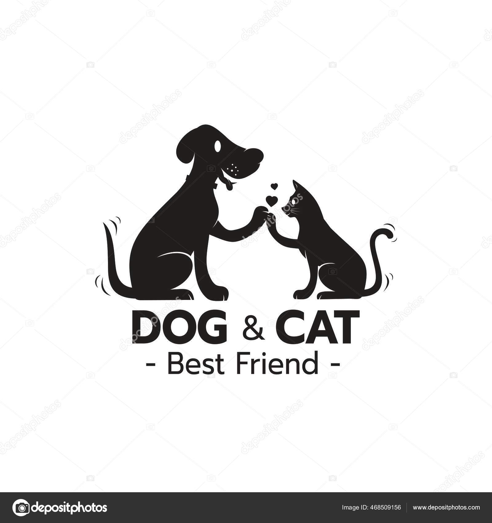 Beautiful Logo Icon Cat Dog High Five Hand Heart Stylized Stock Vector ...