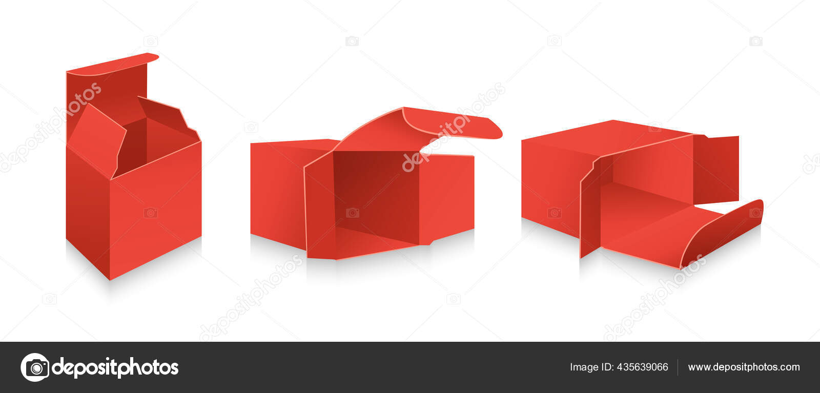 Templat kotak merah model 3D mockup set kotak hadiah Vektor Stok oleh ...