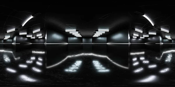 360 full spherical panorama of abstract conrete basement hall with ...