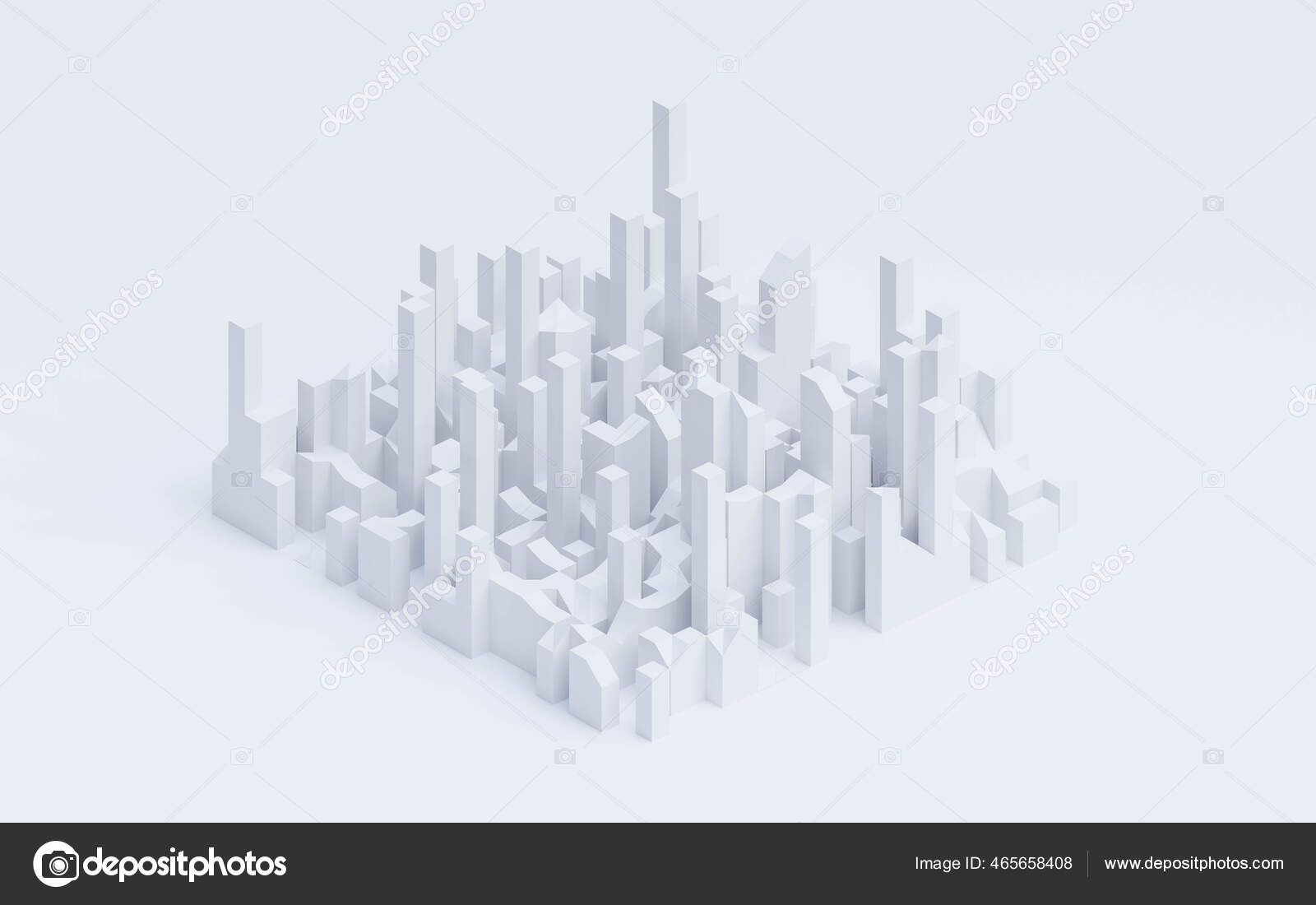 White abstract minimalistic mock up city scape sky line design 3d render illustration — Stock ...