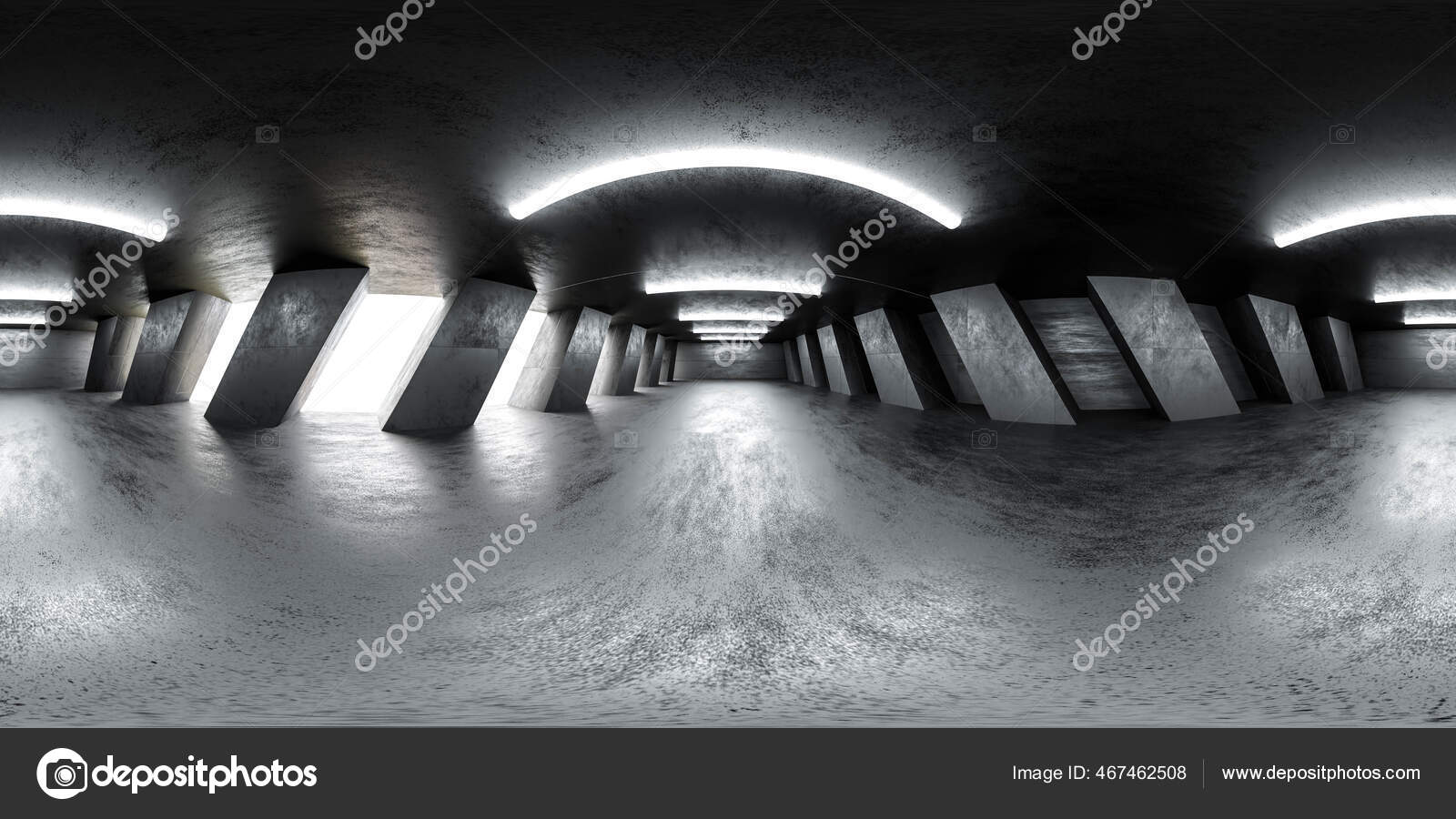Full 360 degree spherical panorama view of concrete industrial site ...