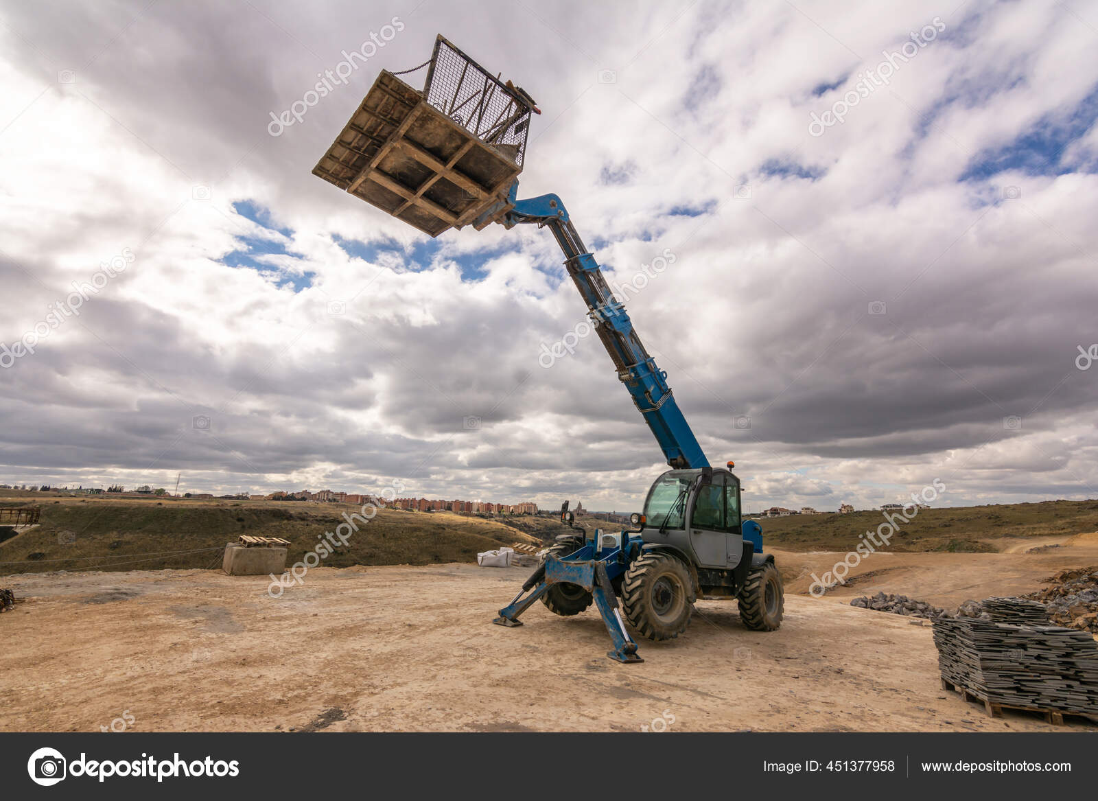 Forklift Machine Outdoor Construction Site — Stock Photo ...