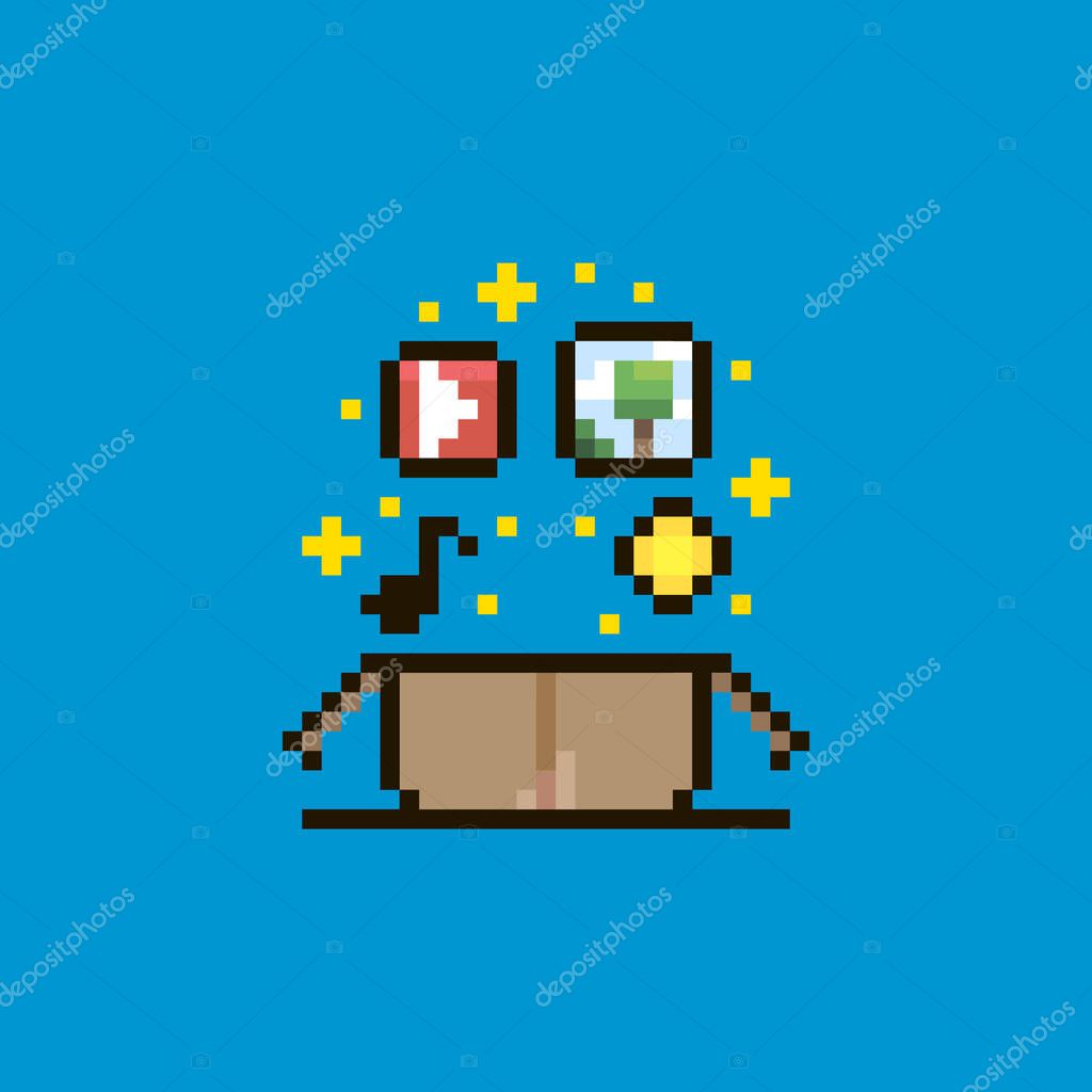 colorido simple píxel plano ilustración de dibujos animados abierta ...