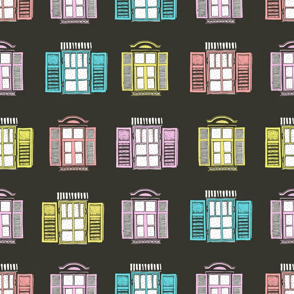 Retro window. Seamless vector pattern. Hand drawing illustration Stock ...