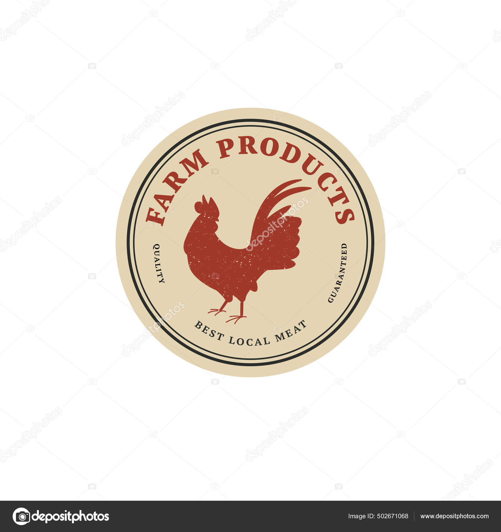 Vector Design Linear Template Badge Label Farm Rooster Abstract Symbol ...