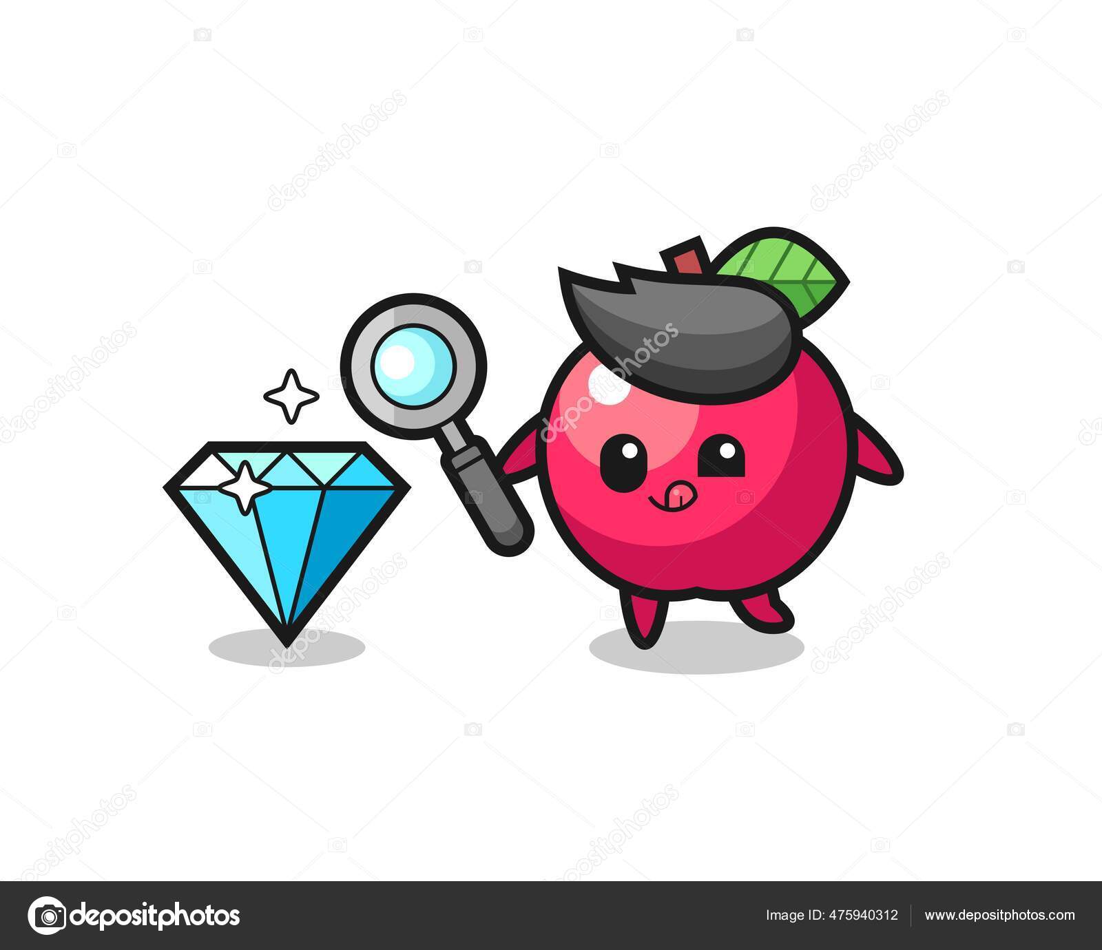 Apple Mascot Checking Authenticity Diamond Cute Style Design Shirt ...