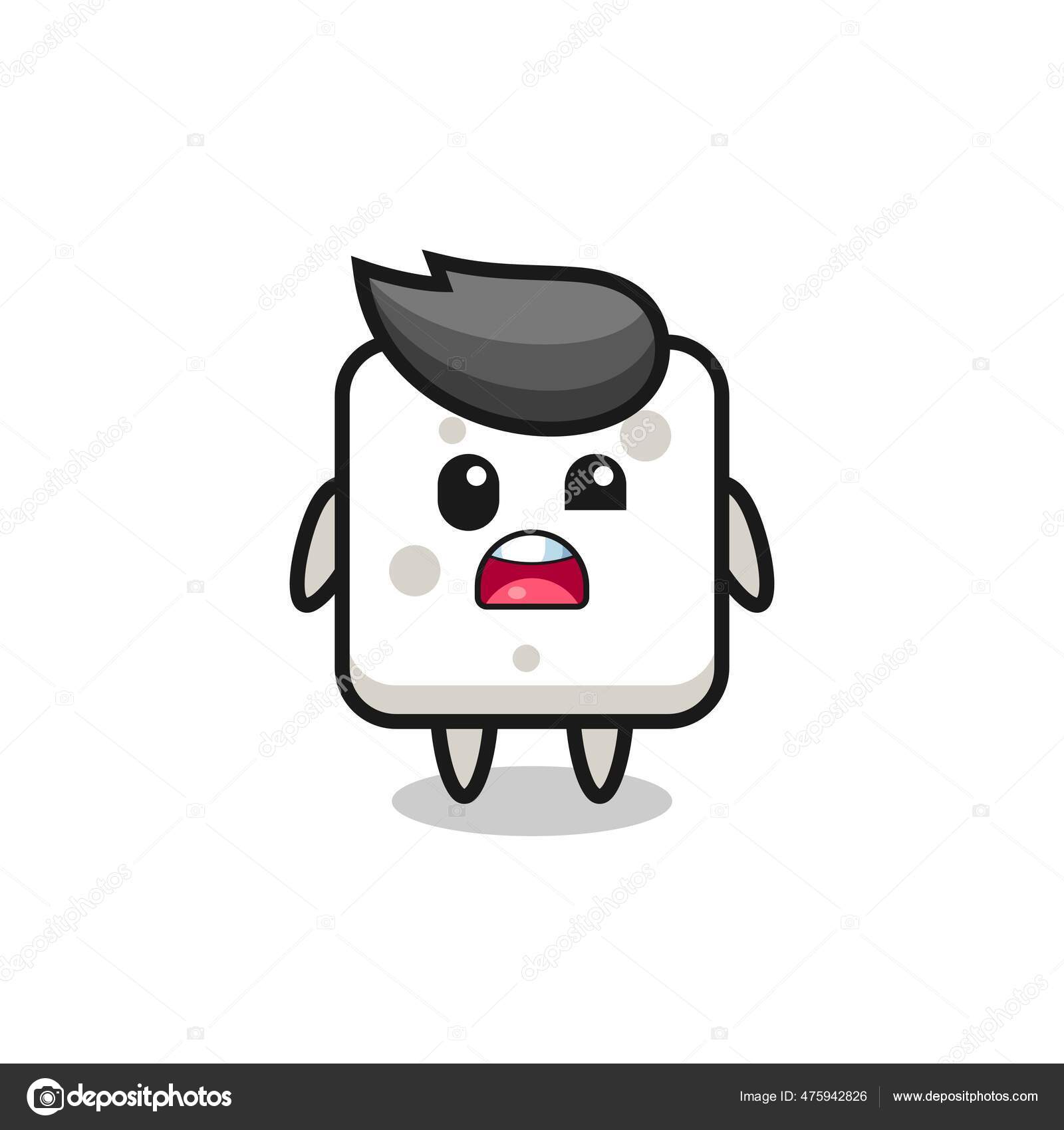 Shocked Face Cute Sugar Cube Mascot Cute Style Design Shirt Stock ...