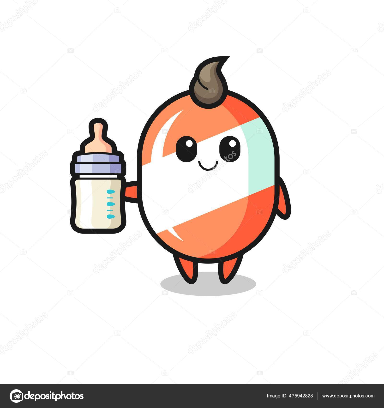 Baby Candy Cartoon Character Milk Bottle Cute Style Design Shirt Stock ...