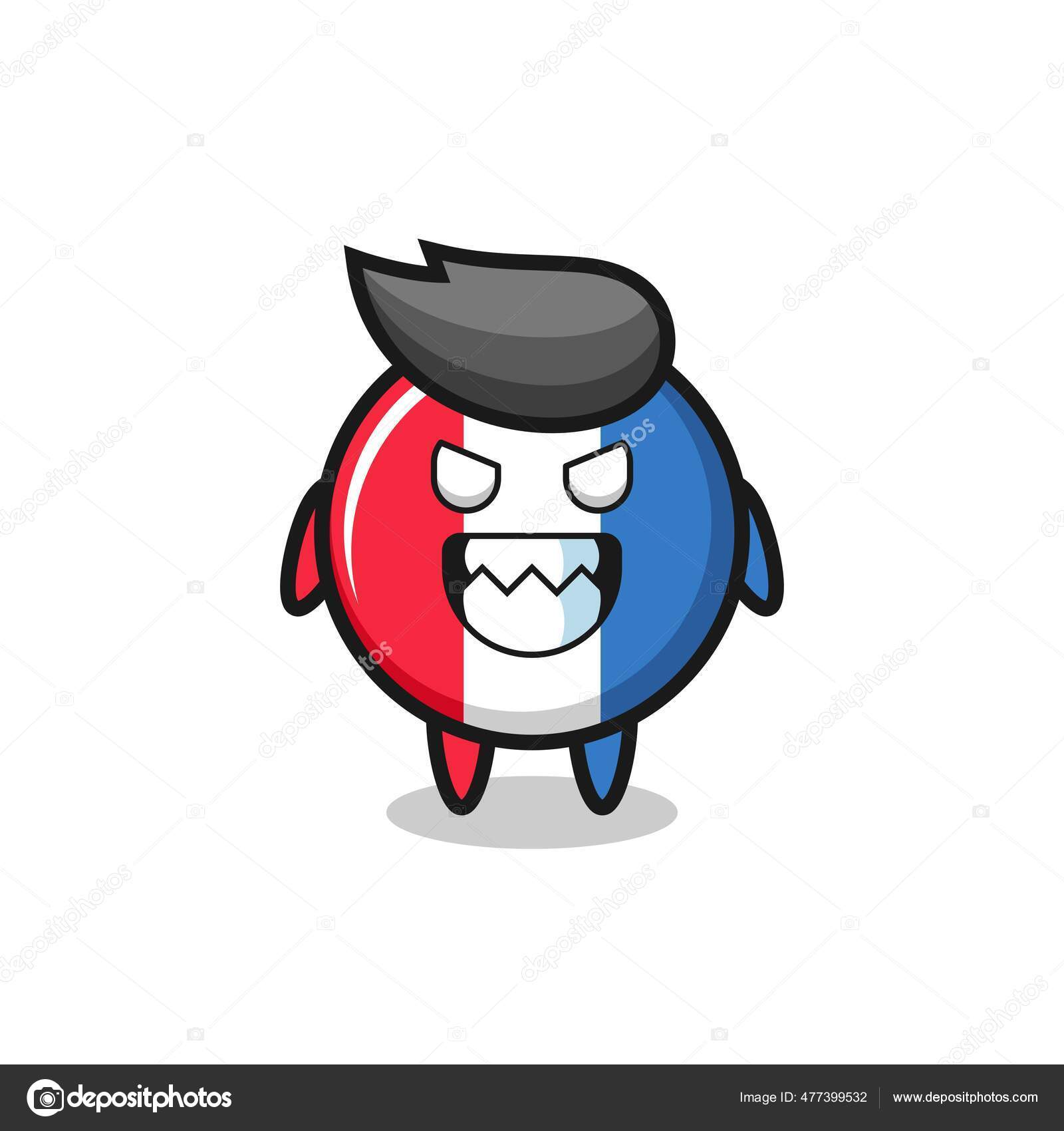 Evil Expression France Flag Badge Cute Mascot Character Cute Style ...
