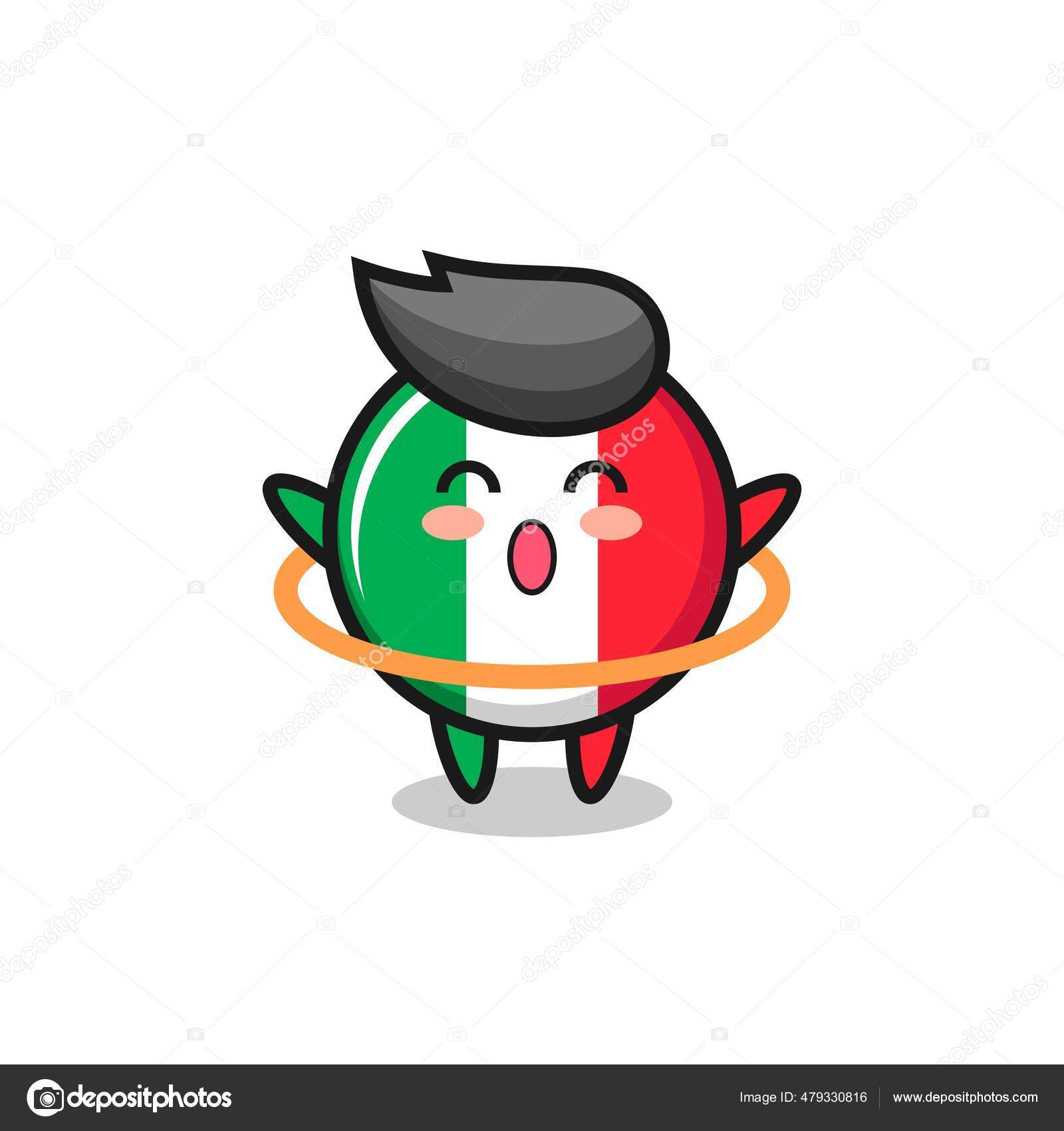 Cute Italy Flag Cartoon Playing Hula Hoop Cute Style Design Stock ...