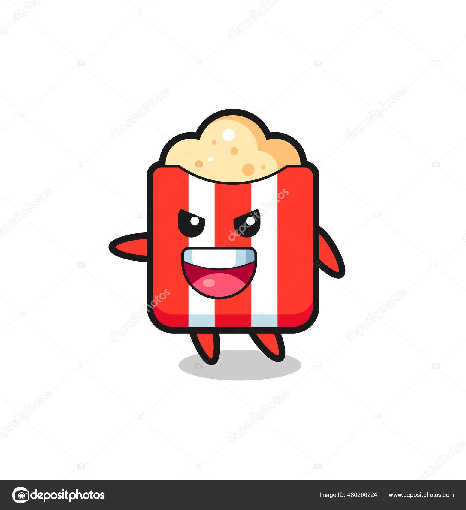 Dibujos Animados Palomitas Maíz Con Pose Muy Emocionada Diseño Estilo ...