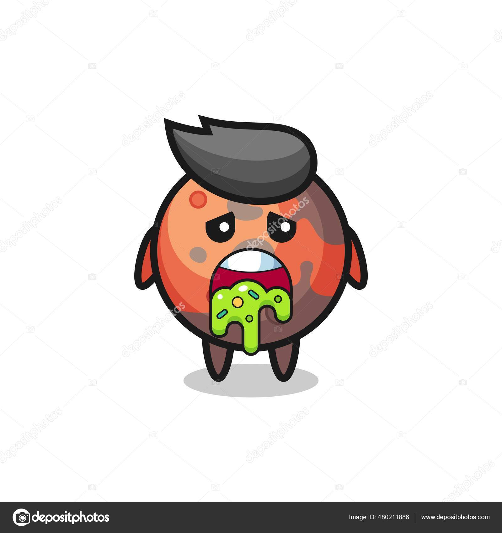 Cute Mars Character Puke Cute Style Design Shirt Sticker Logo Stock ...