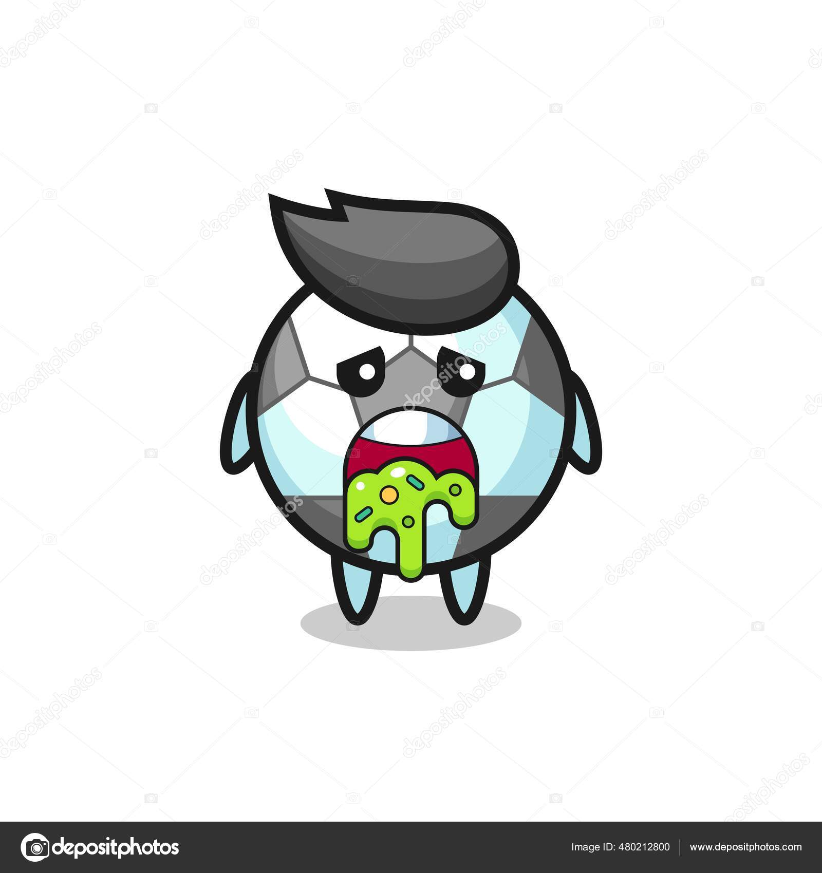 Cute Football Character Puke Cute Style Design Shirt Sticker Logo Stock ...